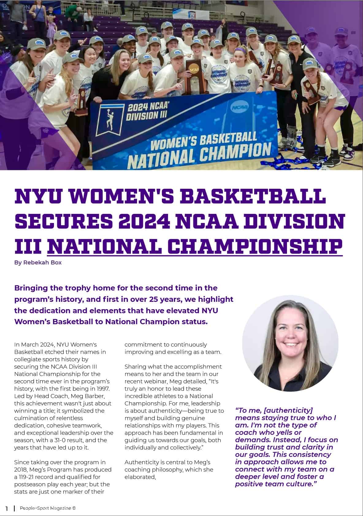 NYU Women's Basketball Secures 2024 NCAA Division III National Championship